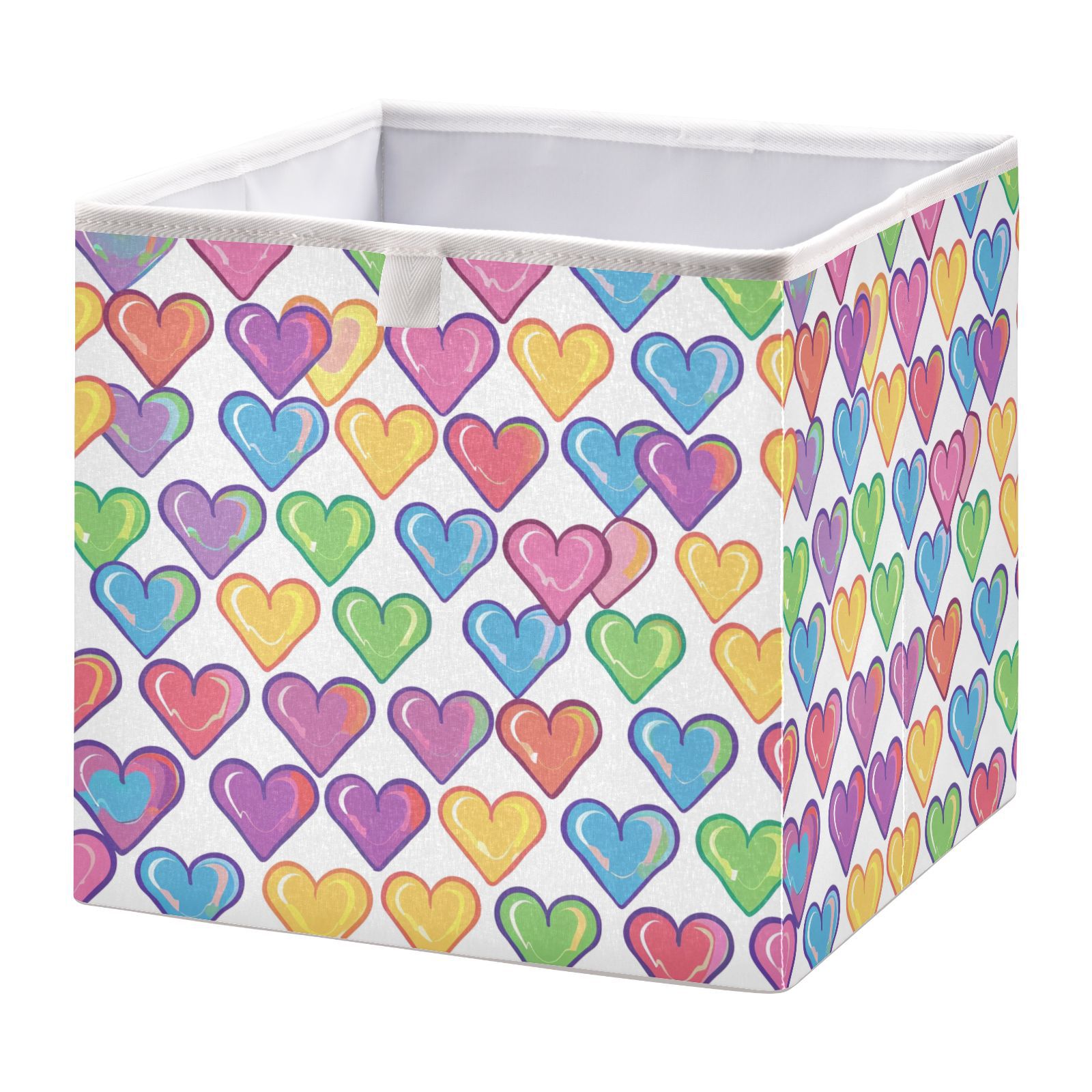 Multicolor Heart Pride Month7 Storage Box, Fabric Cube Storage Box ...