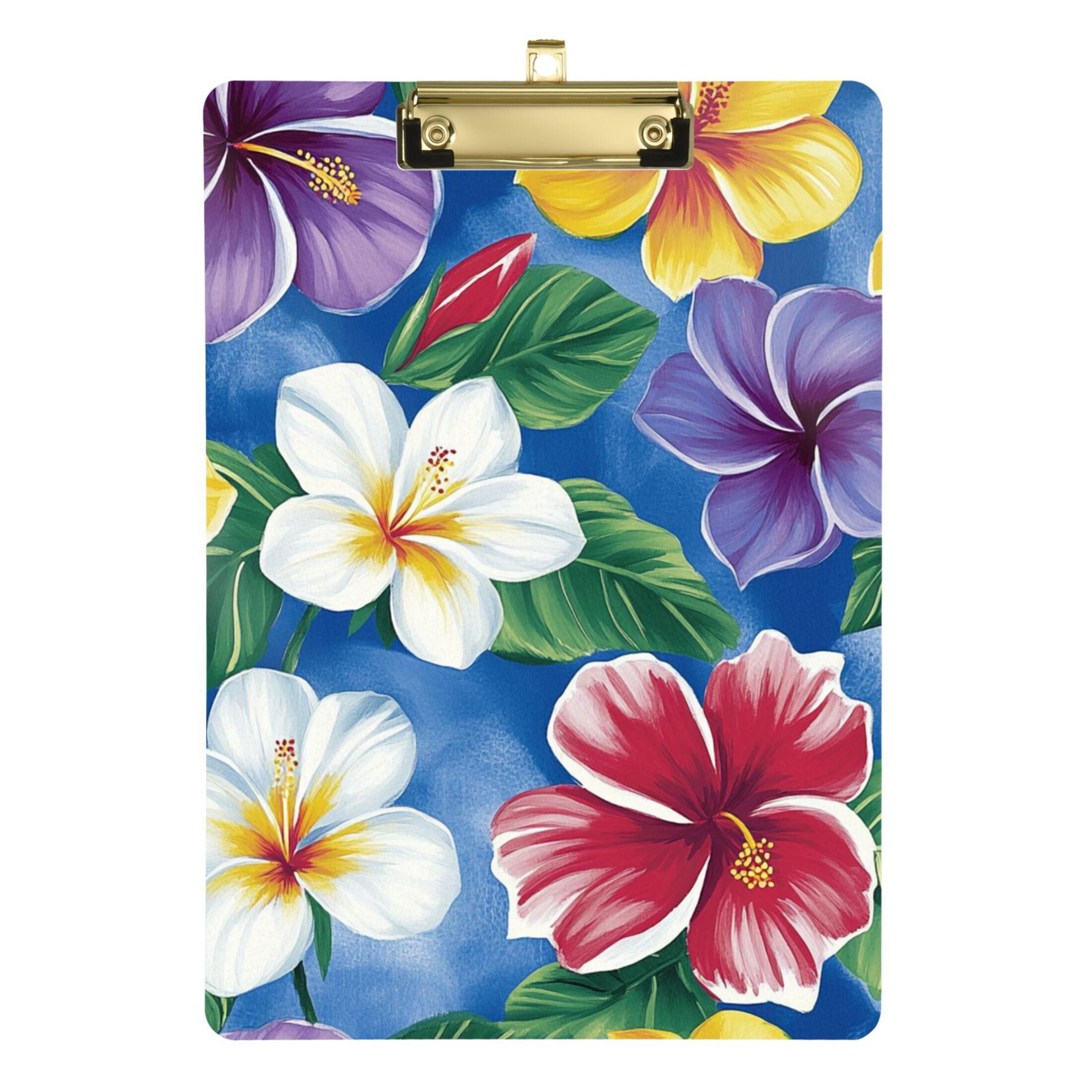 Multicolor Hibiscus Tropical Flowers Leaves Acrylic Clipboard Drawing ...