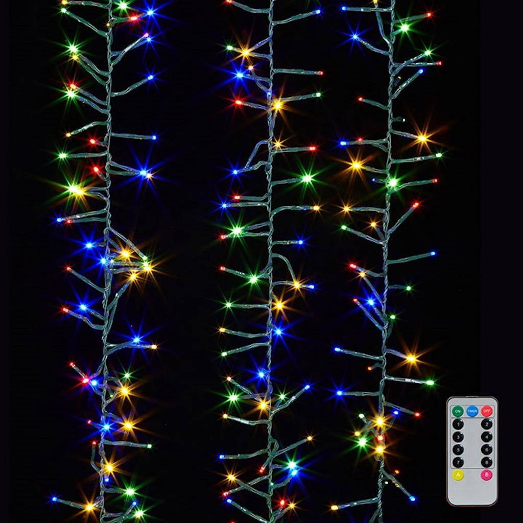 Multicolor LED CLUSTER LIGHT GARLAND w/ Remote 19.6 Feet Long, 8 ...
