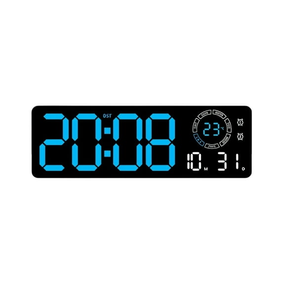 Multicolor LED Digital Wall Clock, Large Display with Time Temperature ...