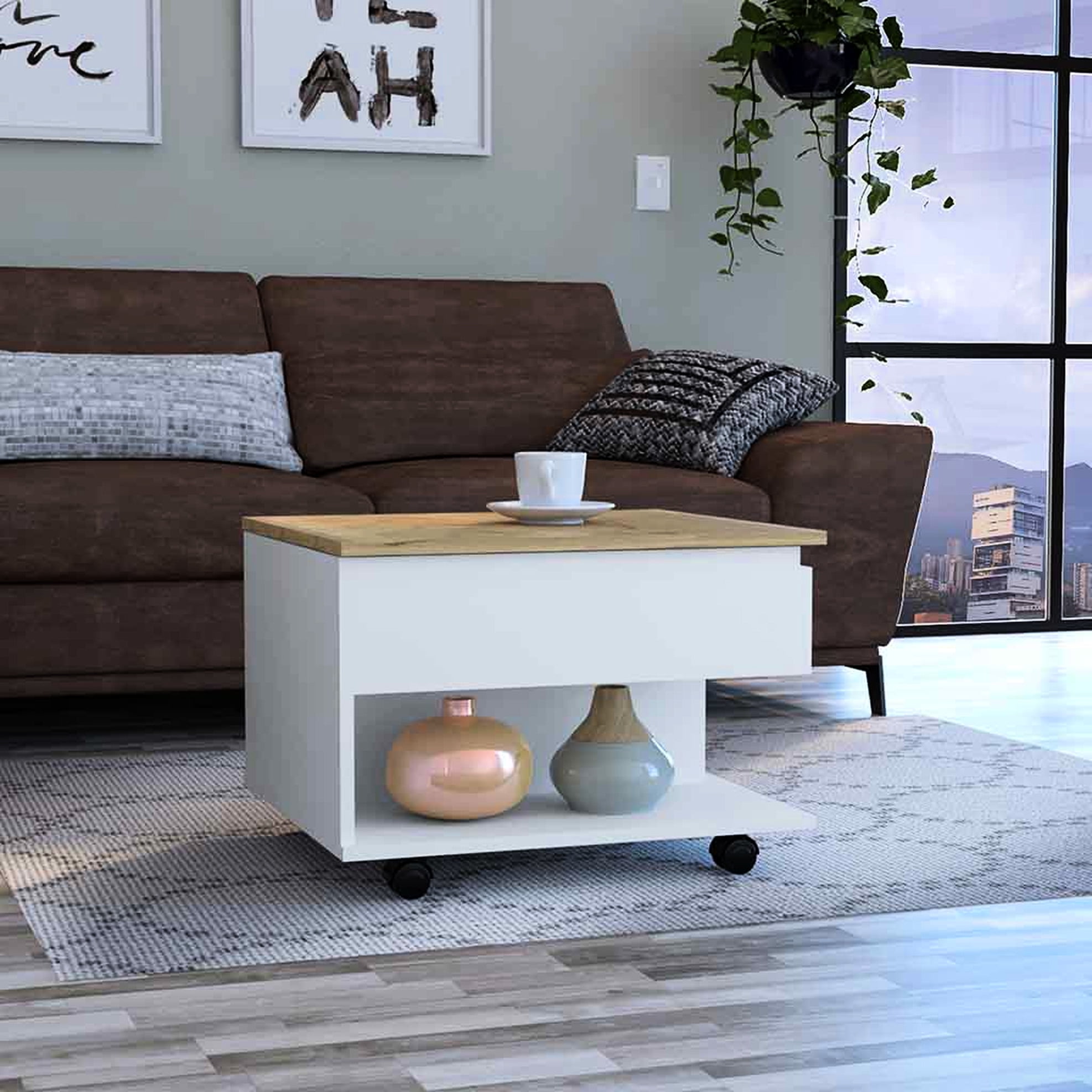 Multicolor Lift Top Coffee Table, Engineered Wood With Lockable And ...