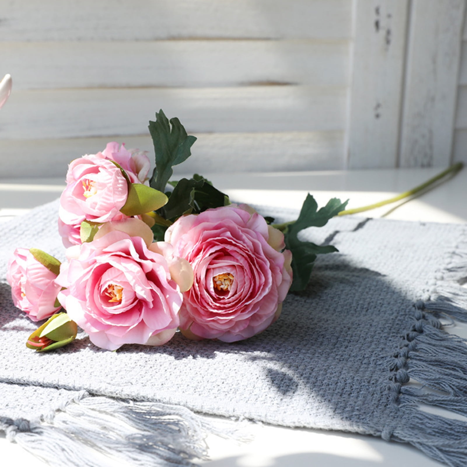 Multicolor Lotus Shape Fake Flower 6 Heads Single Branch Silk Flowers ...