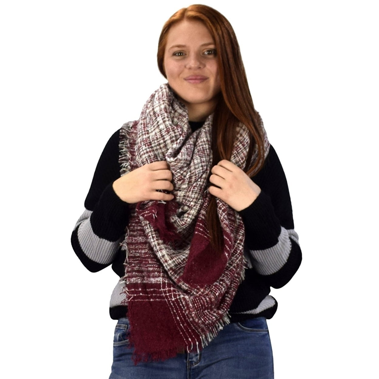 Multicolor Marled Oversized Blanket Scarf Shawl Wrap Poncho - Walmart.com