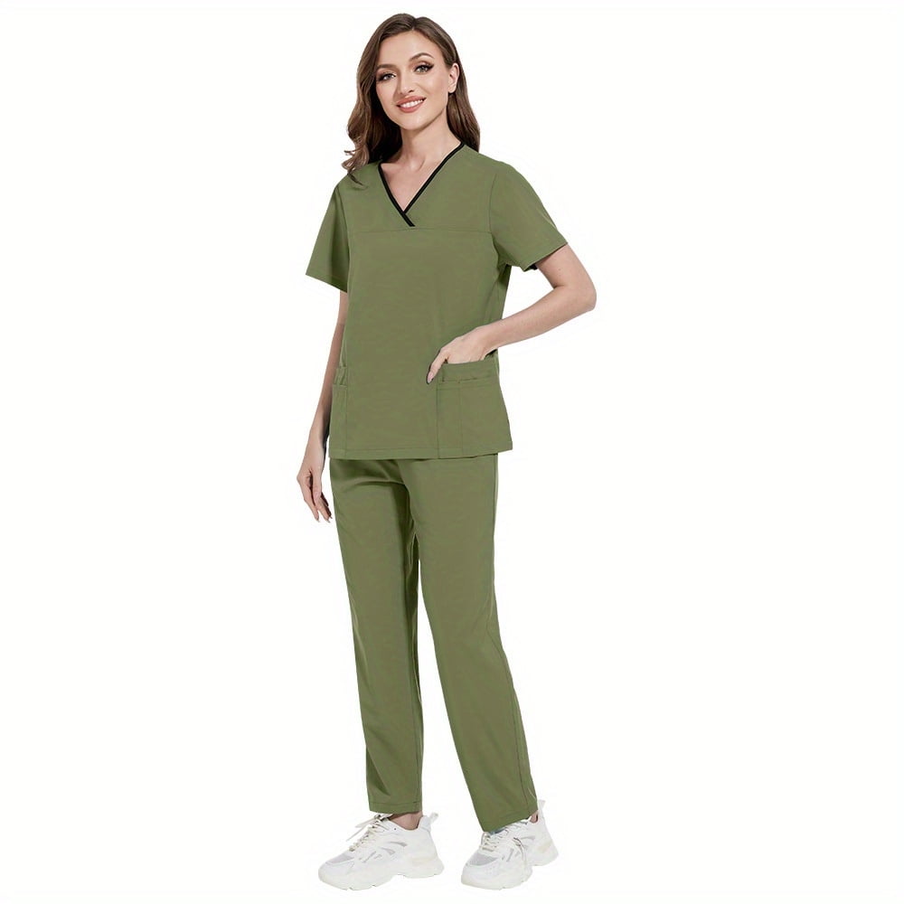 Multicolor Medical Blouse Straight Pants Uniform Set Surgical ...