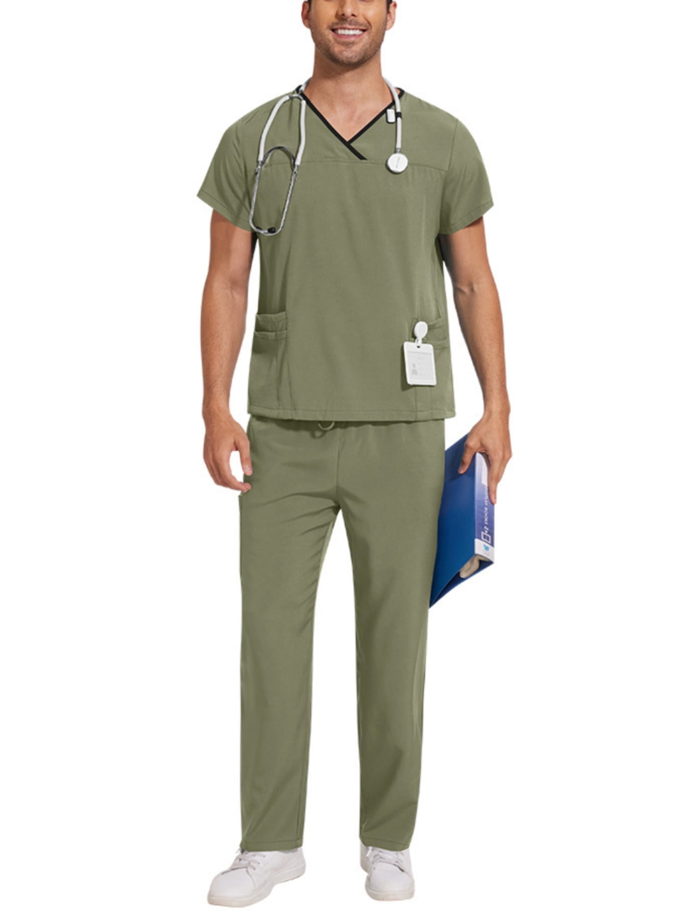 Multicolor Medical Blouse Straight Pants Uniform Set Surgical ...