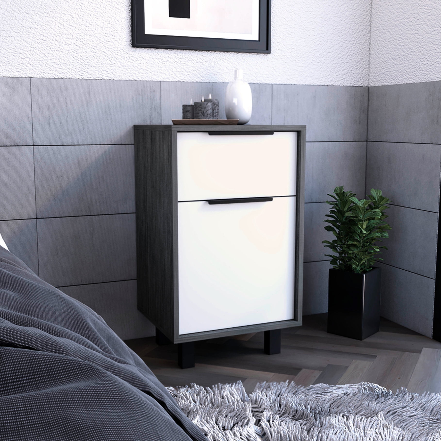Multicolor Nightstand with Drawer and Door - Great for Bedroom ...