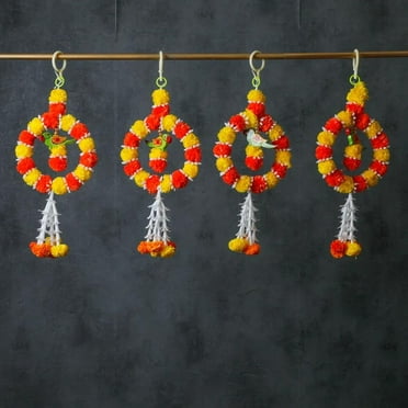 Artificial Red Rose Flowers Ribbon Garland Haar Mala for Idol-Mala for ...