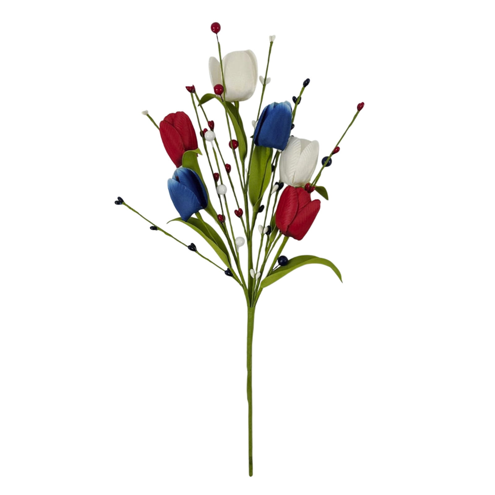 Multicolor Patriotism Artificial Berry Stems Picks Red White Blue ...