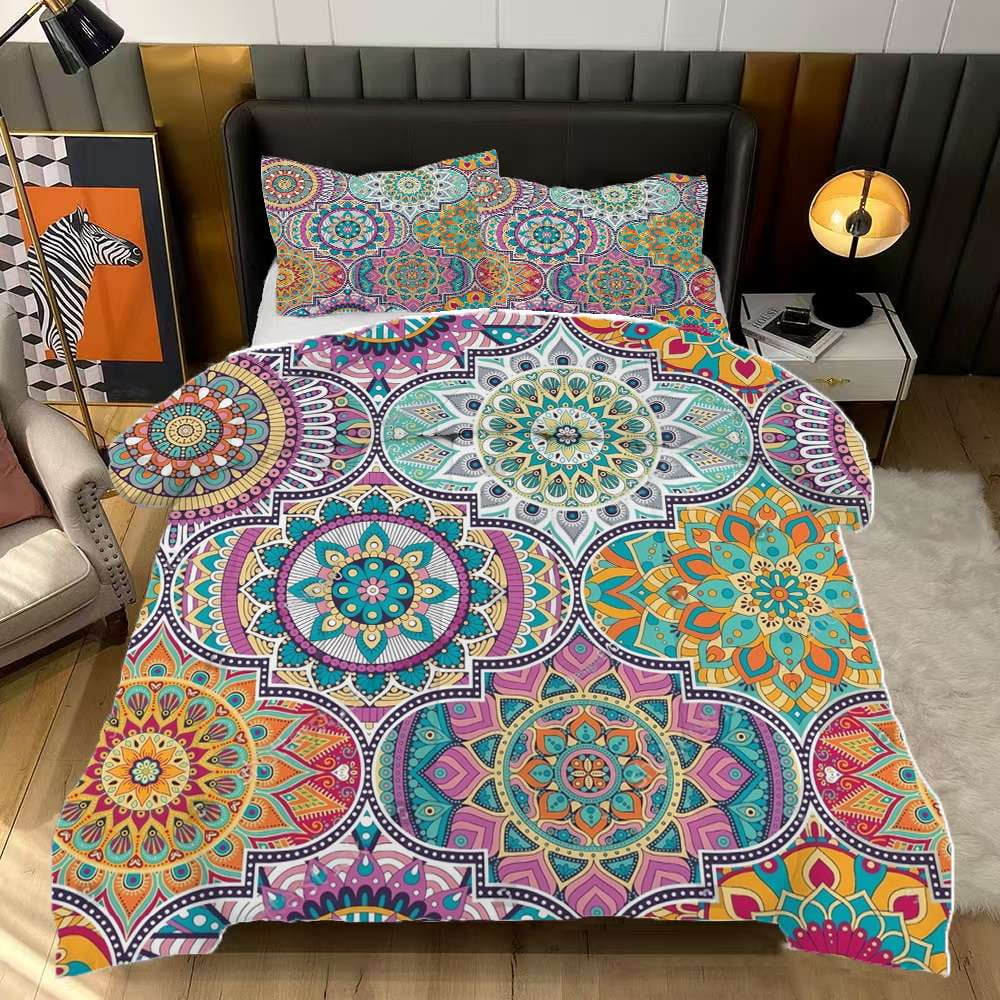 Multicolor Pattern With Oriental Mandalas Comforter Set Queen Size ...