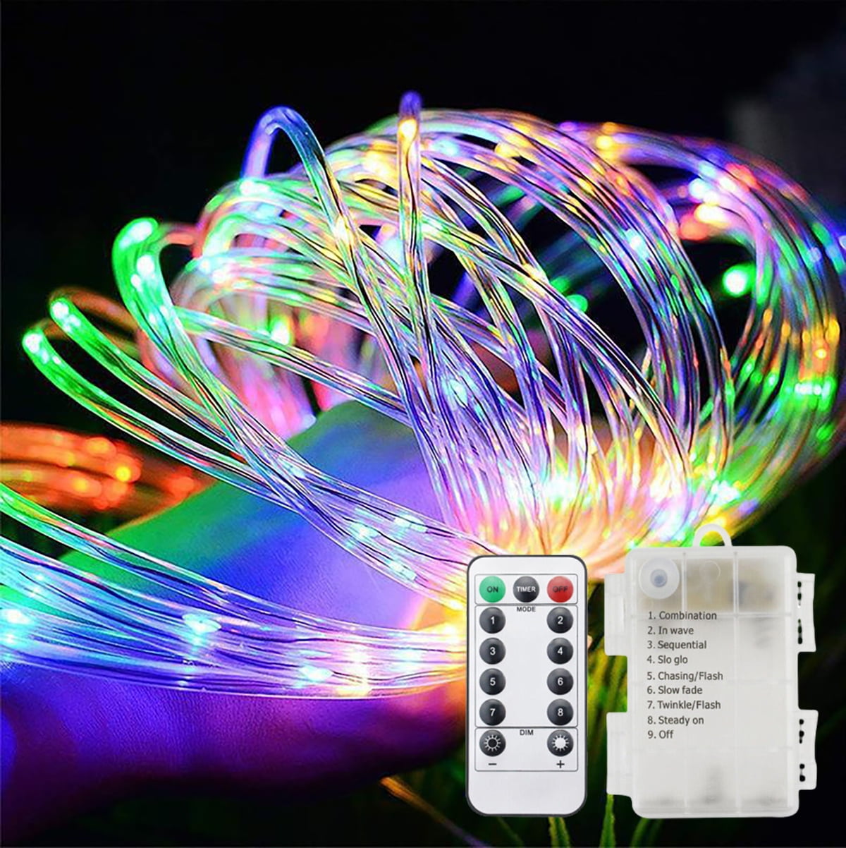 Multicolor Rope Lights ,23 ft 50 LED Clear Tube Lights with Remote ...
