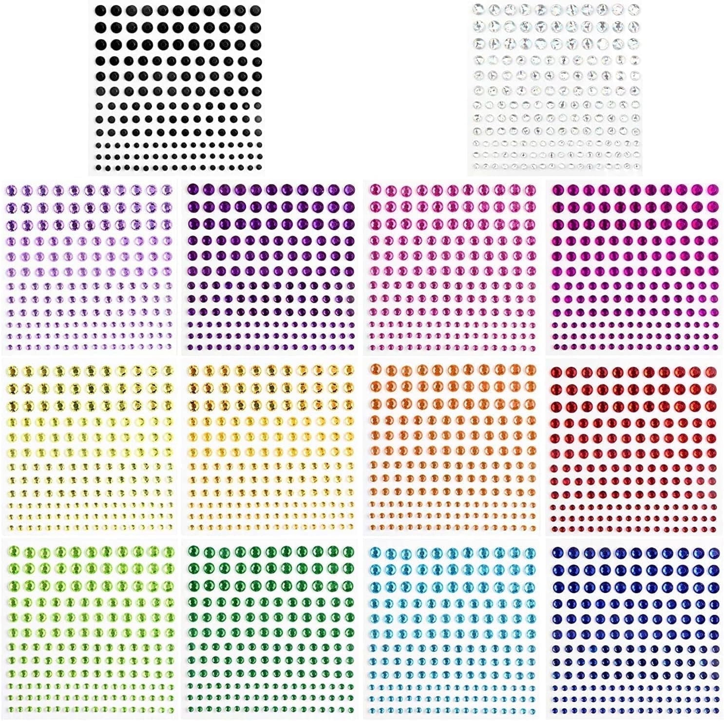 Meafeng Multicolor Round Adhesive Gemstone Stickers, 2310pcs ...