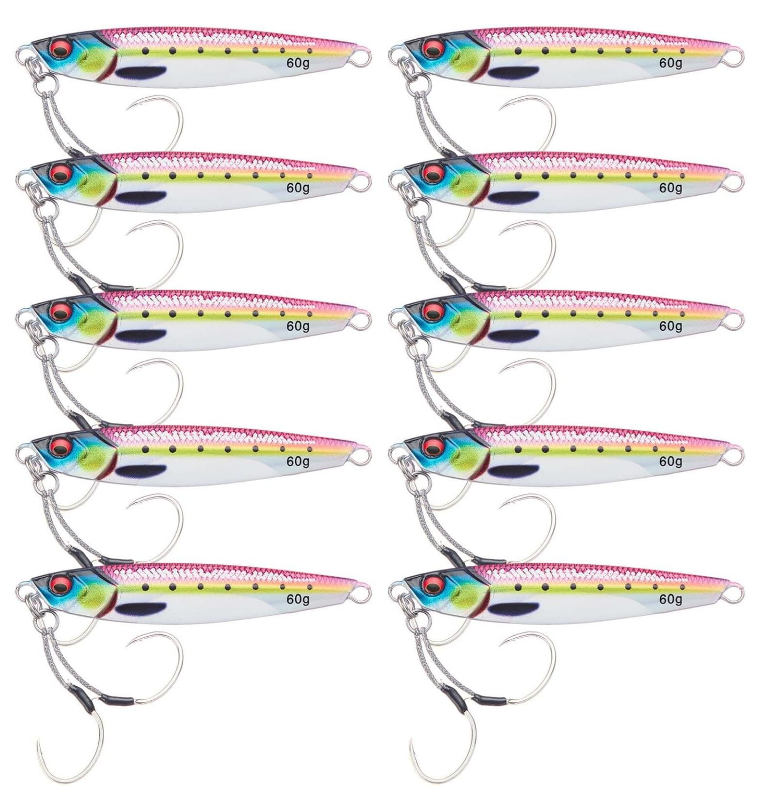 Multicolor Saltwater Fishing Jigs, Flat Fall Jigging Lures, Sinking Jig ...