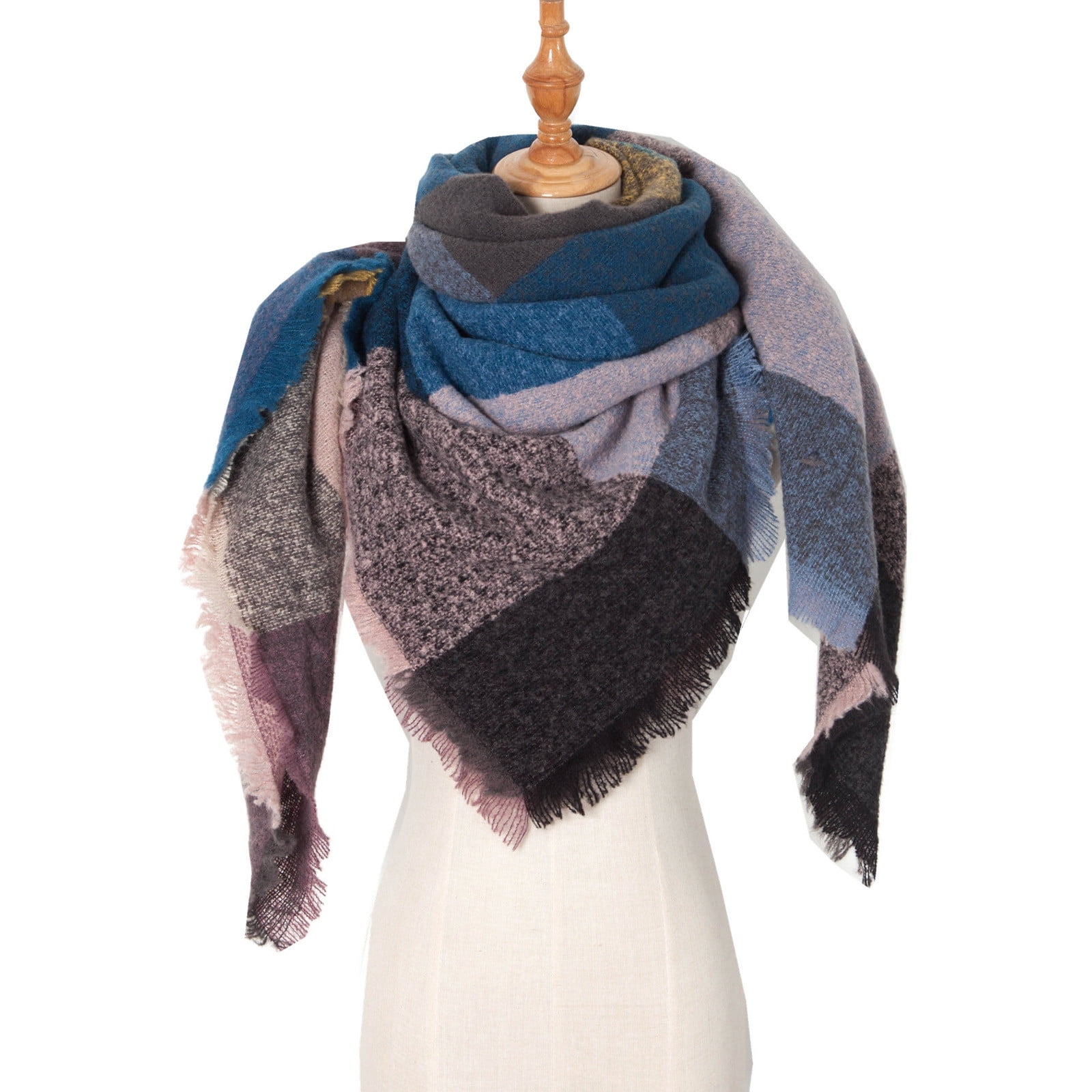 Multicolor Scarf for Women Fall Winter Scarf Classic Tassel Plaid Scarf ...