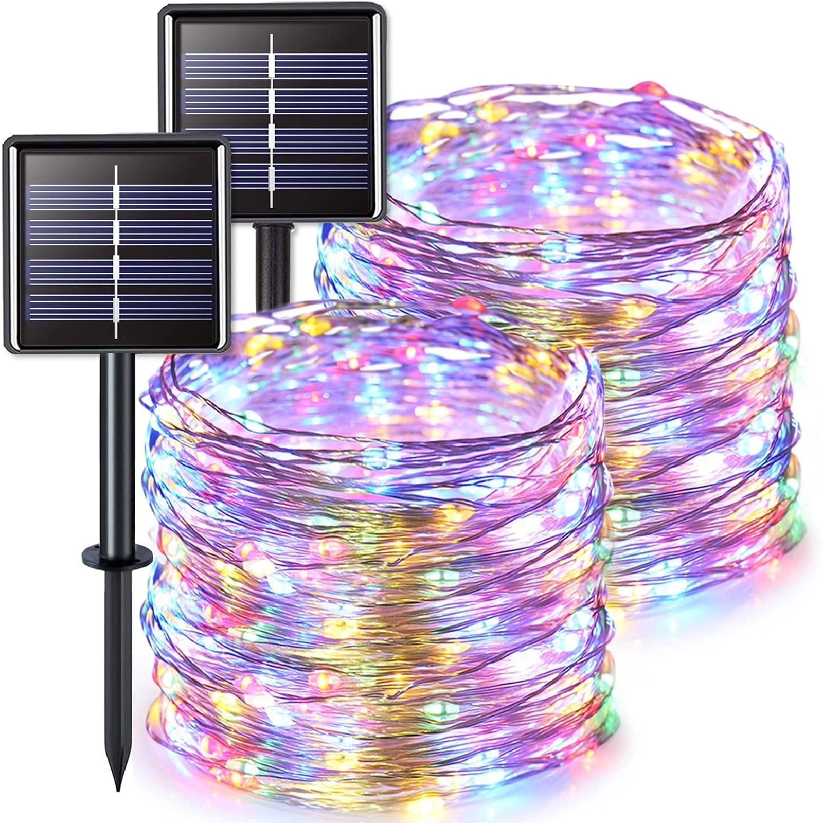 TiokMc Multicolor Solar LED String Lights, 33FT 100 LEDs, Waterproof ...