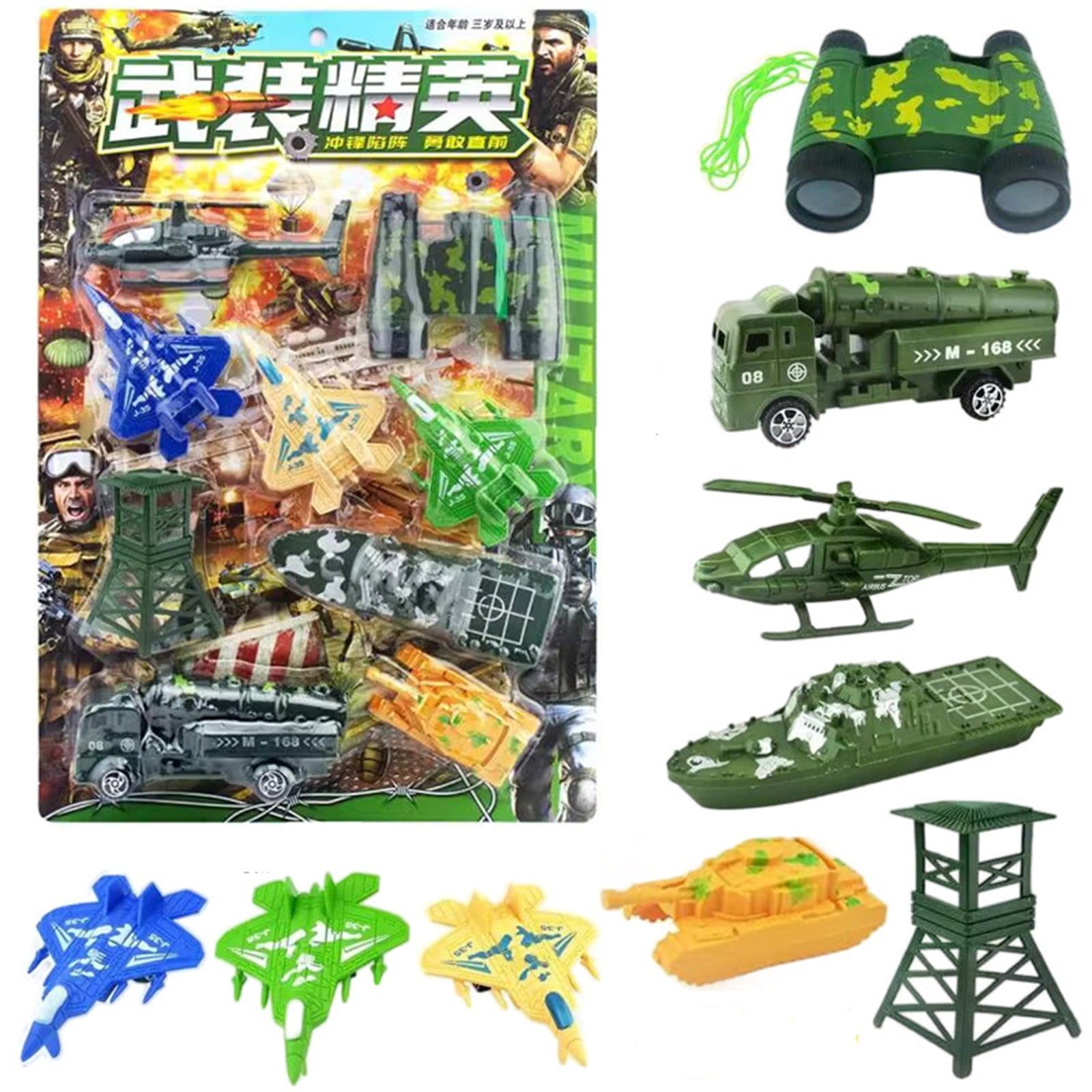 Multicolor Soldier Military Play Set 9 Piece Army Toy With Fighter Jets ...