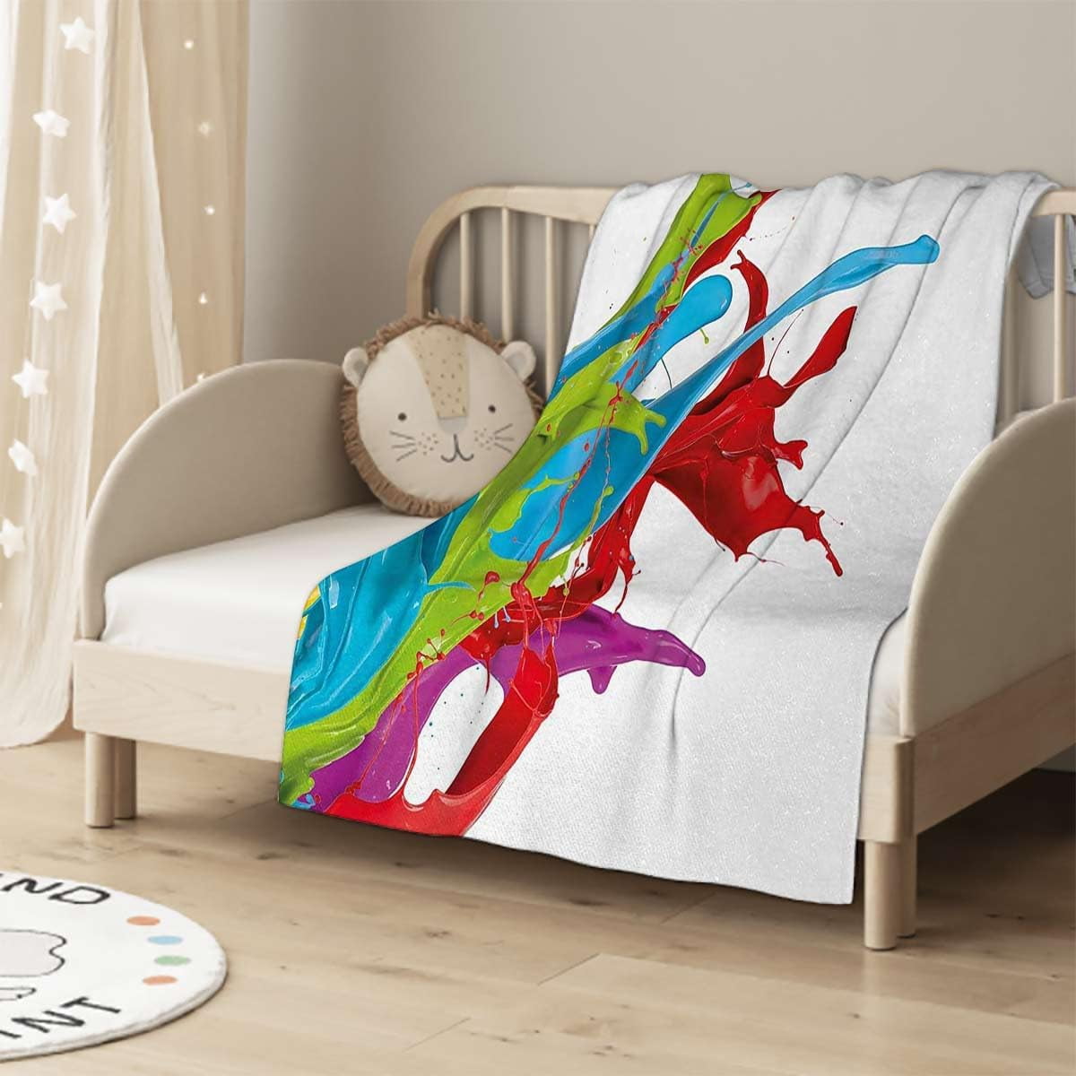 Multicolor Throw Blanket for Couch Sofa or Bed Throw Size, Soft Fuzzy ...