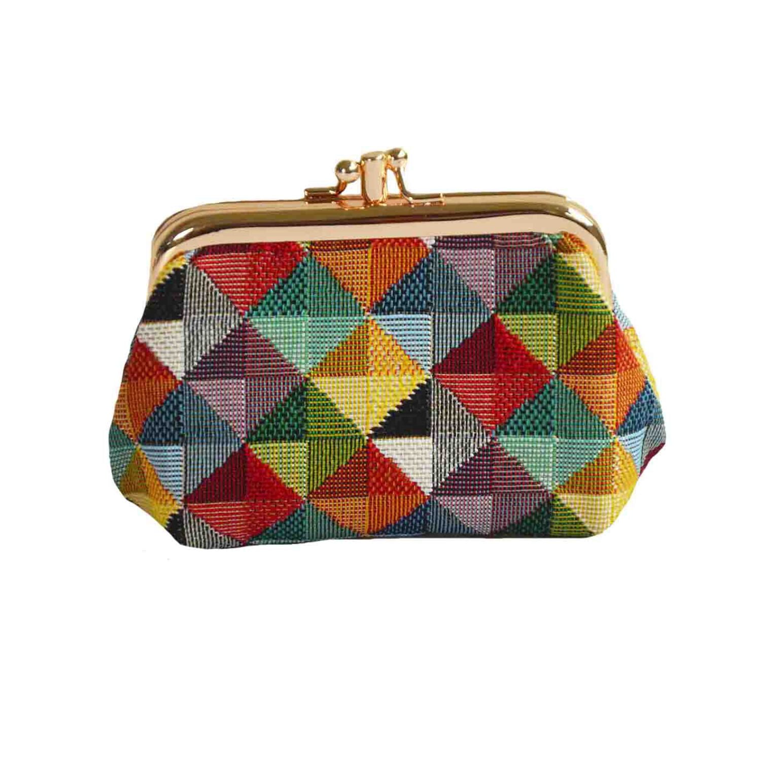 Multicolor Triangle Coin Clasp Frame Purse Wallet - Walmart.com