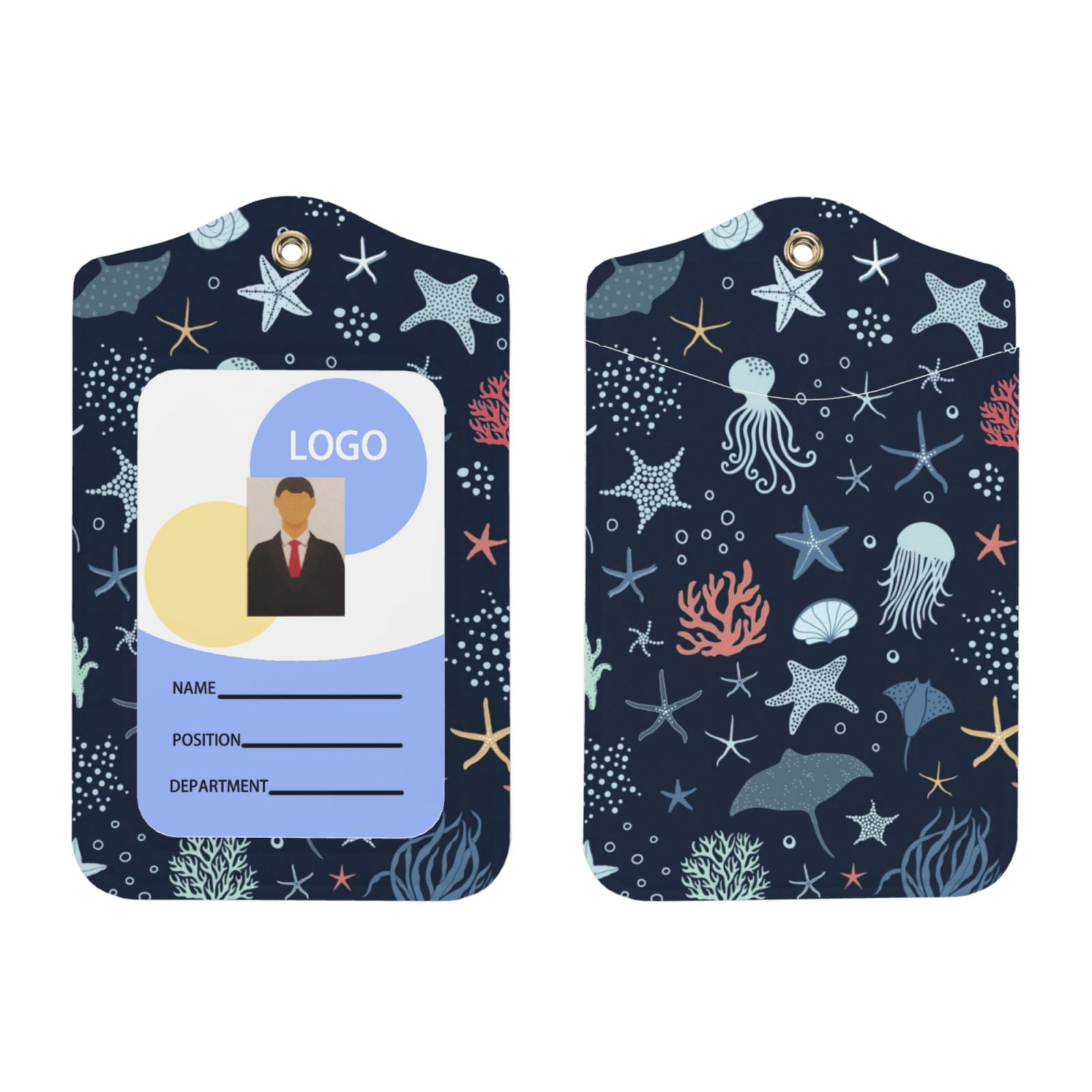 Multicolor Under The Sea Life Id Card Badge Leather Holder Case ...