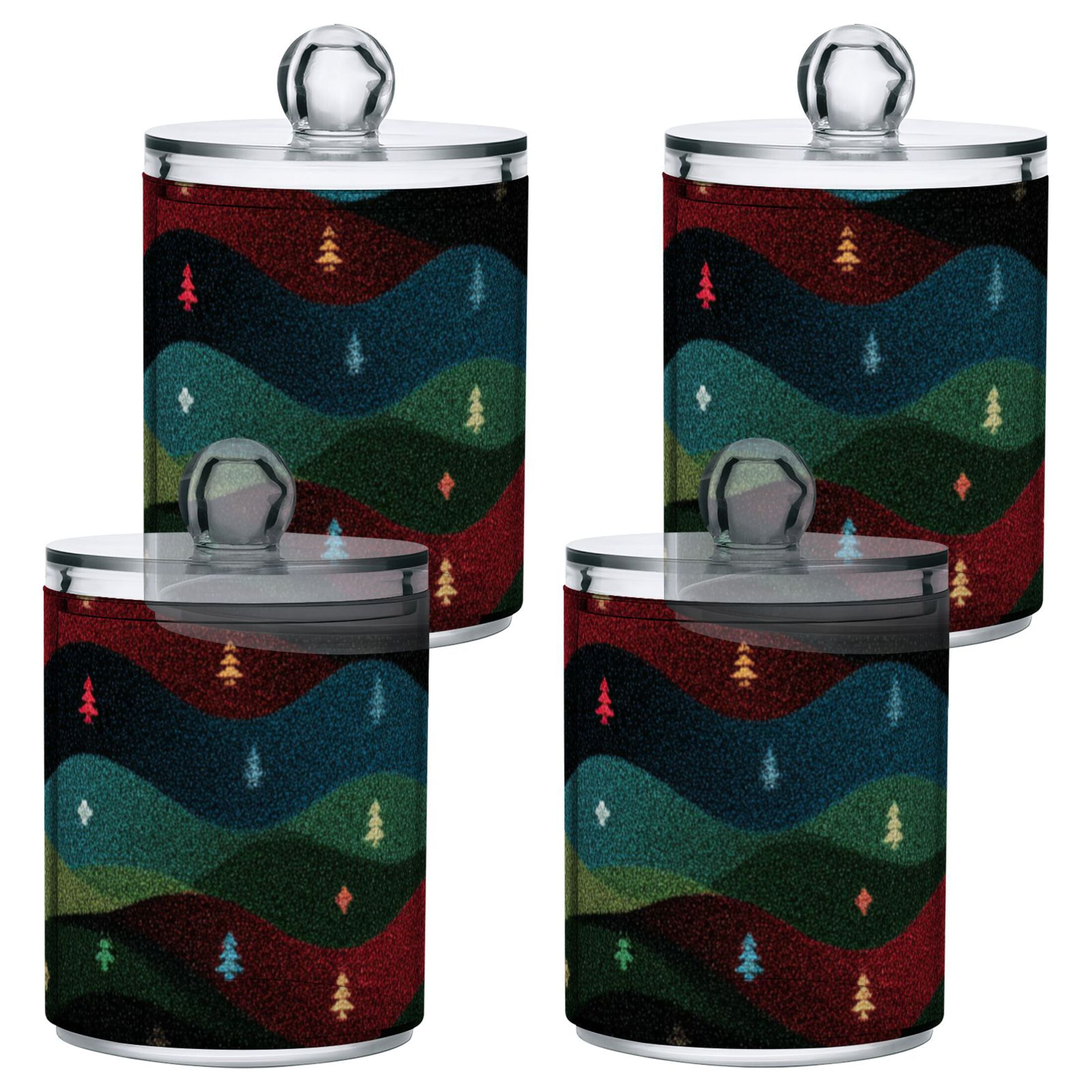 Multicolor Wave Christmas Trees Translucent Plastic Cans Storage ...