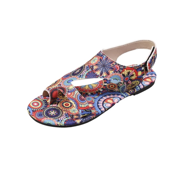Multicolor Womens Ethnic Print Roman Sandals With Transparent Bottom ...