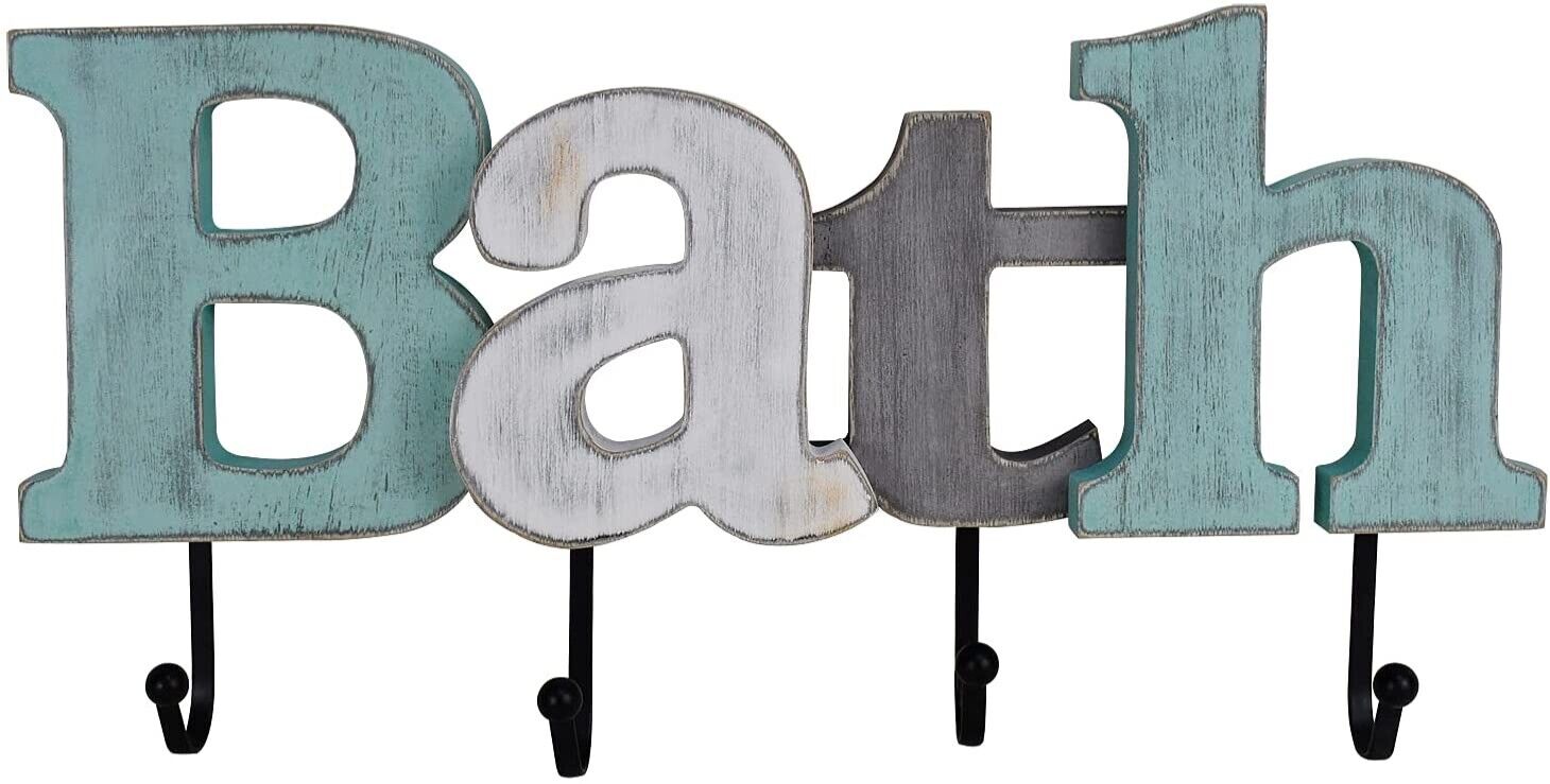 Multicolor Wooden Bath Word Sign Freestanding Block Letters Wall ...