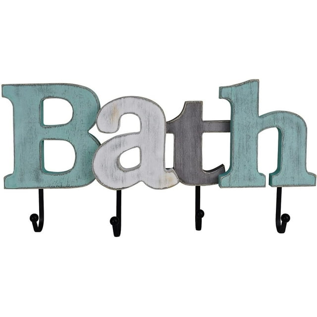Multicolor Wooden Bath Word Sign Freestanding Block Letters Wall ...