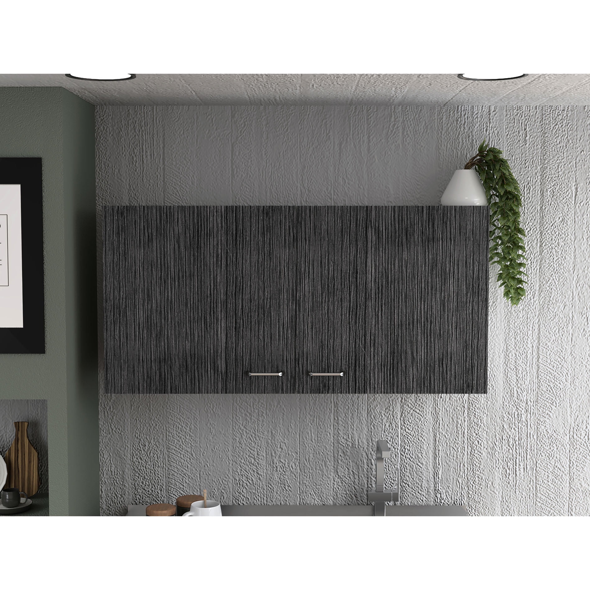 Multicolor wall cabinet with two shelves and double doors made of ...