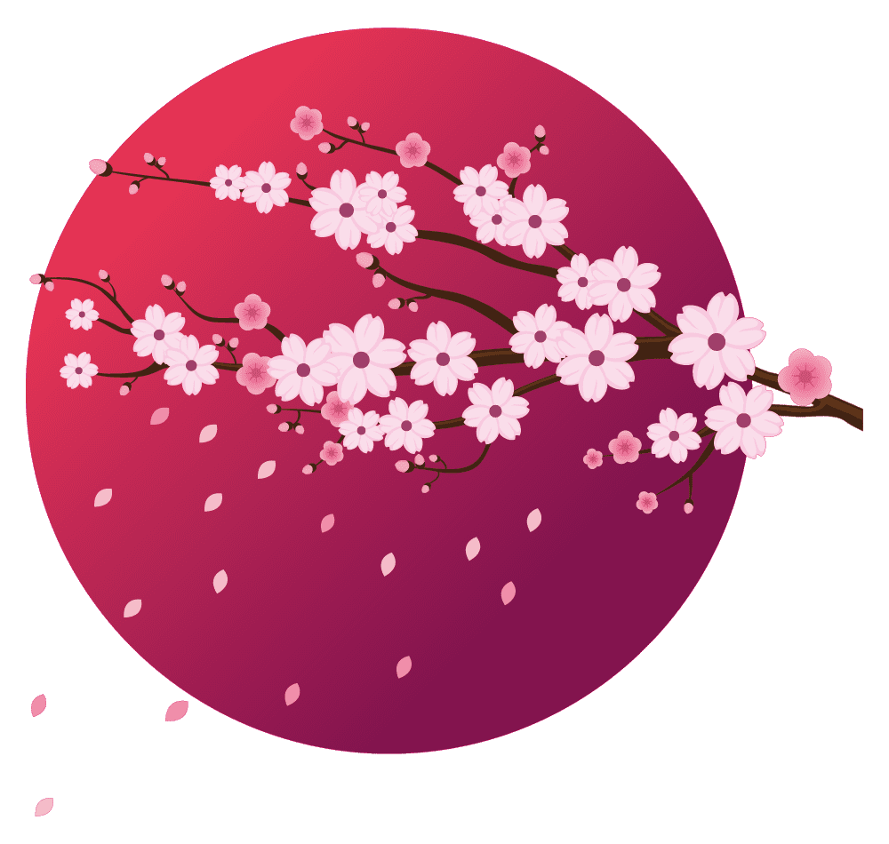 Multicolored 19" x 20" Cherry Blossom Tree Branch Full Moon Vinyl ...