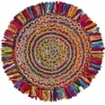 Multicolored Chindi and Natural Jute Fringed Round Rug - Walmart.com
