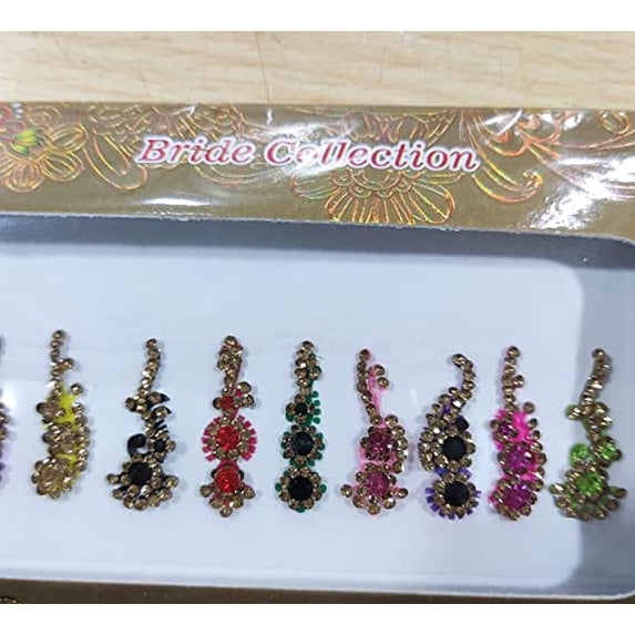 Multicolored Crystal Bindi Bridal face Jewels Forehead Tika Indian ...