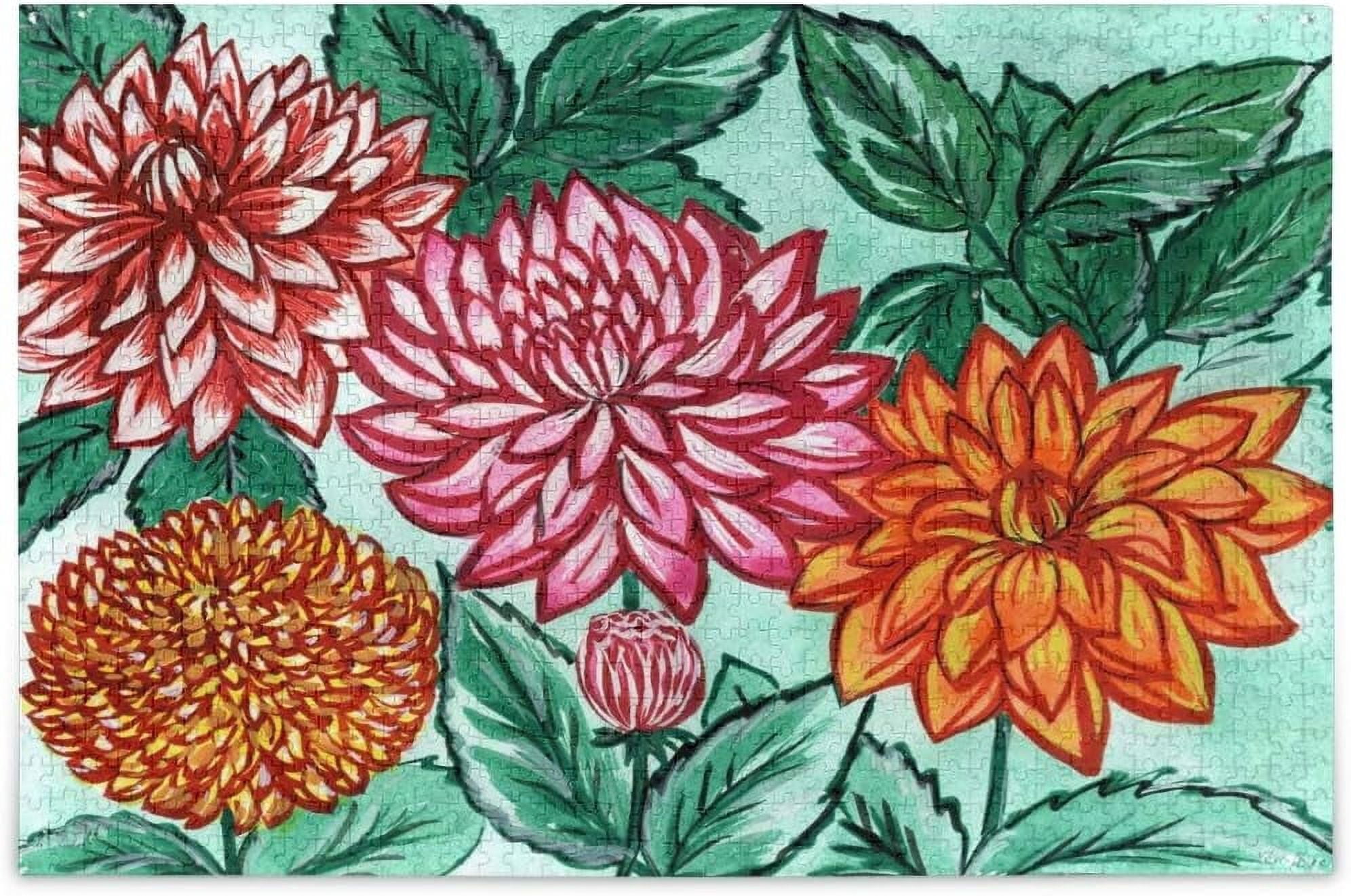 Multicolored Dahlias Flowers Jigsaw Puzzle 1000 Piece Puzzle for Kids ...