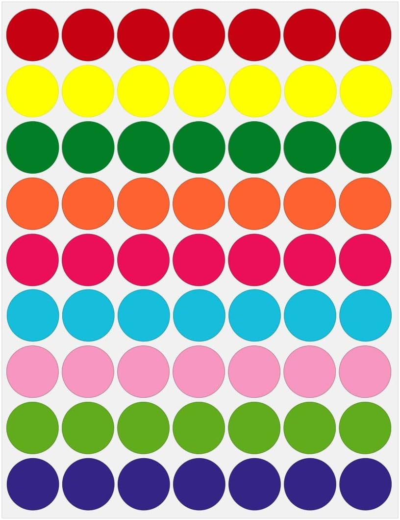 Multicolored Dot Stickers - 1050 PCS 3/4 Color-Coding Labels for ...