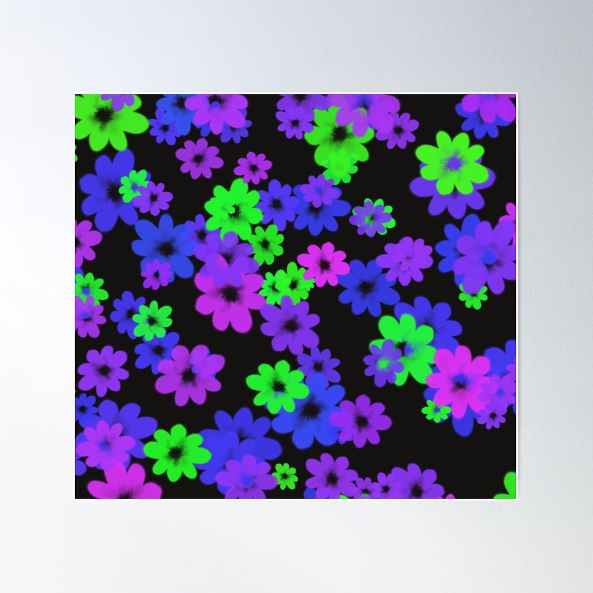 Multicolored Flower Pattern Poster Wall Art, Modern Wall Decor For ...