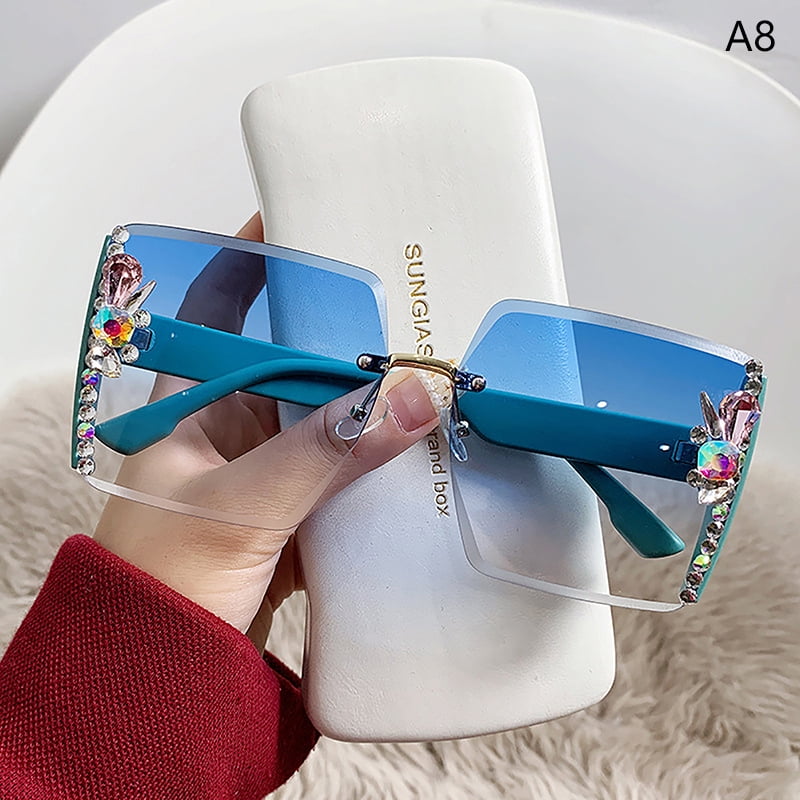 Multicolored Glasses Sun Glasses Luxury Diamond Glasses Effect Lady ...