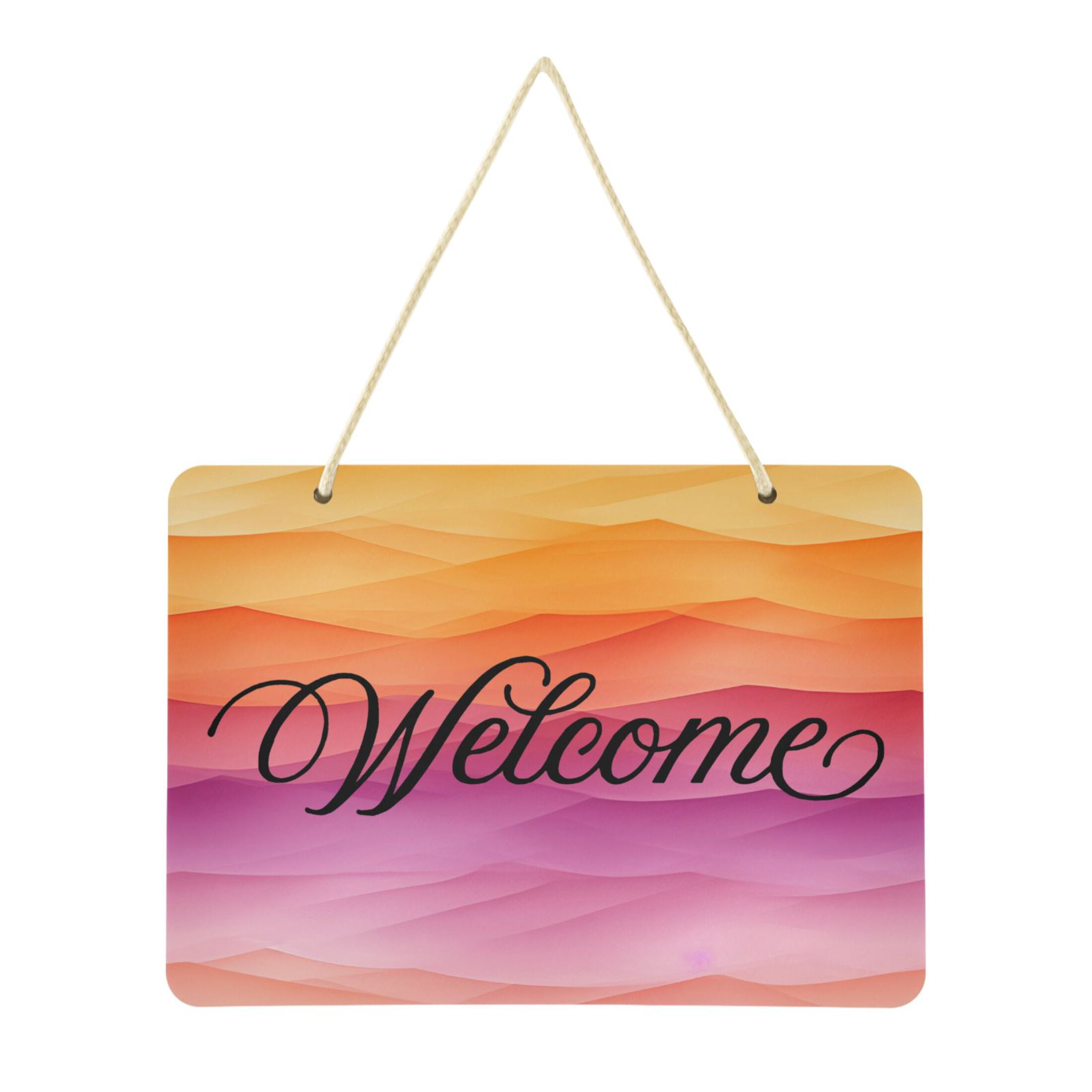 Multicolored Hills Welcome Sign Front Door PVC 14x10 inch Hanger Hello ...