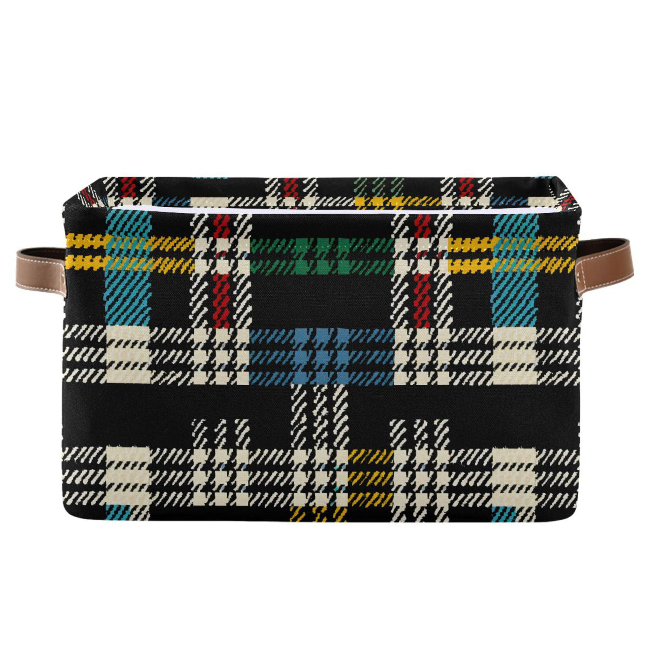 Multicolored Scottish Tartan Storage Bins with Handle Fabric Organizer ...