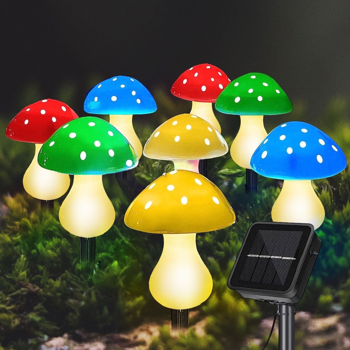 GLUAAE Multicolored Solar Mushroom Lights for Garden Decor Waterproof ...