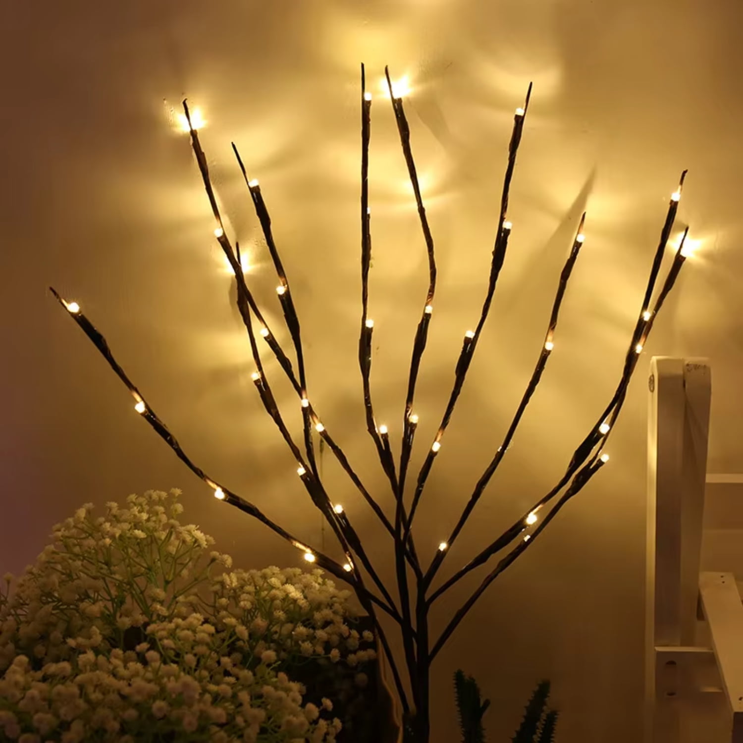 Multicolour Battery Powered Branch String Lights for Living Room Vase ...