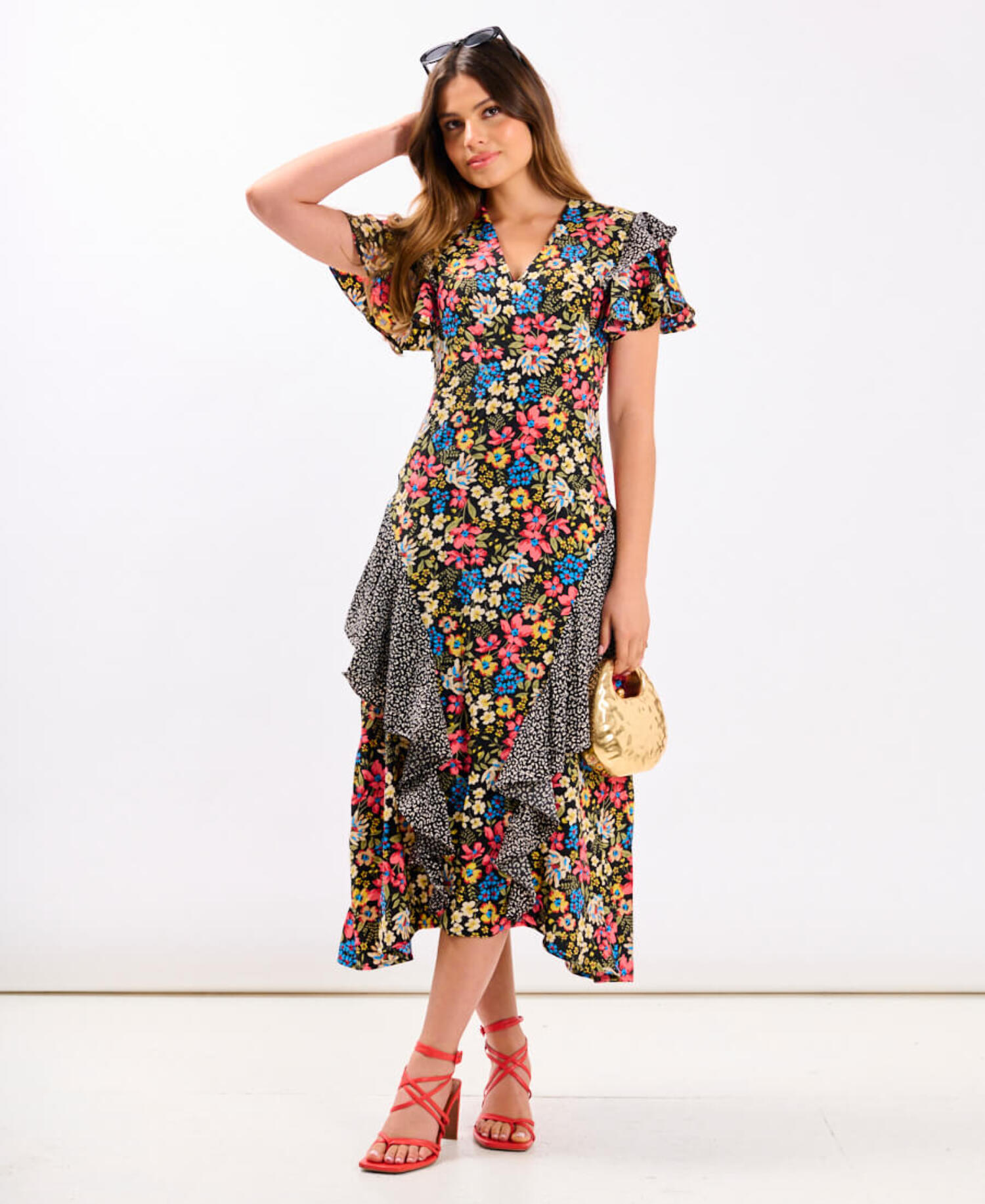 Multicoloured Ruffle Mix and Match Midi Dress - Walmart.com