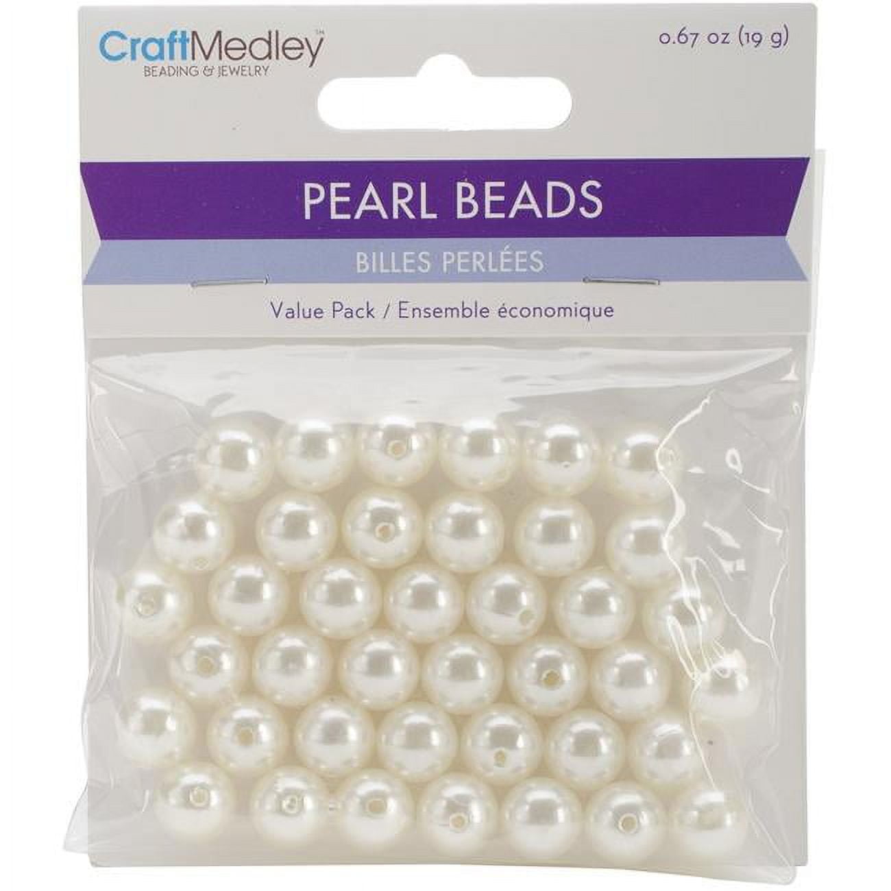 Multicraft Imports BD408-F 10 mm Pearl Beads Value Pack, Ivory - Pack ...