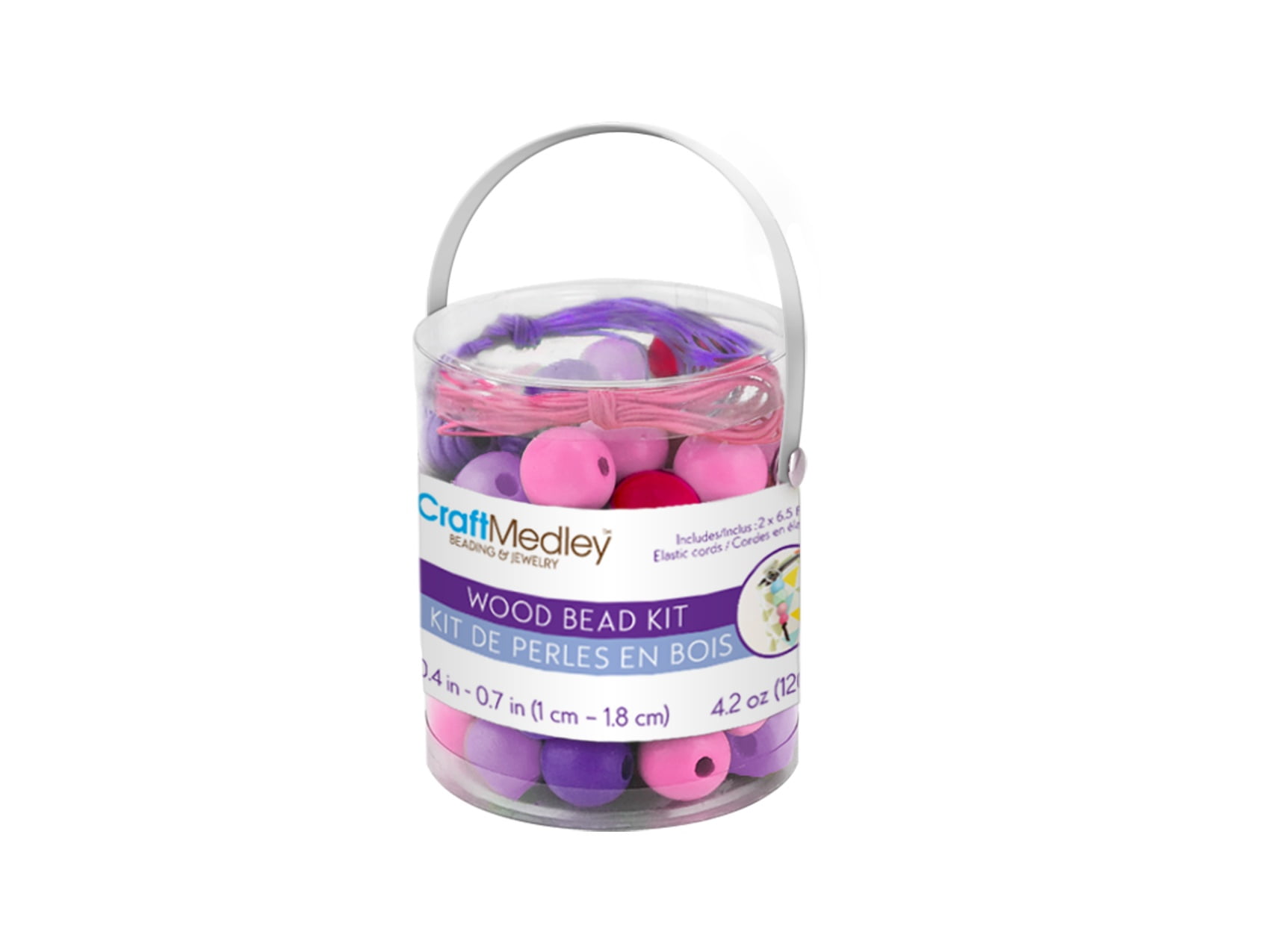 Multicraft Wood Bead Box Kit Wtih Cord -Viola Mix - Walmart.com