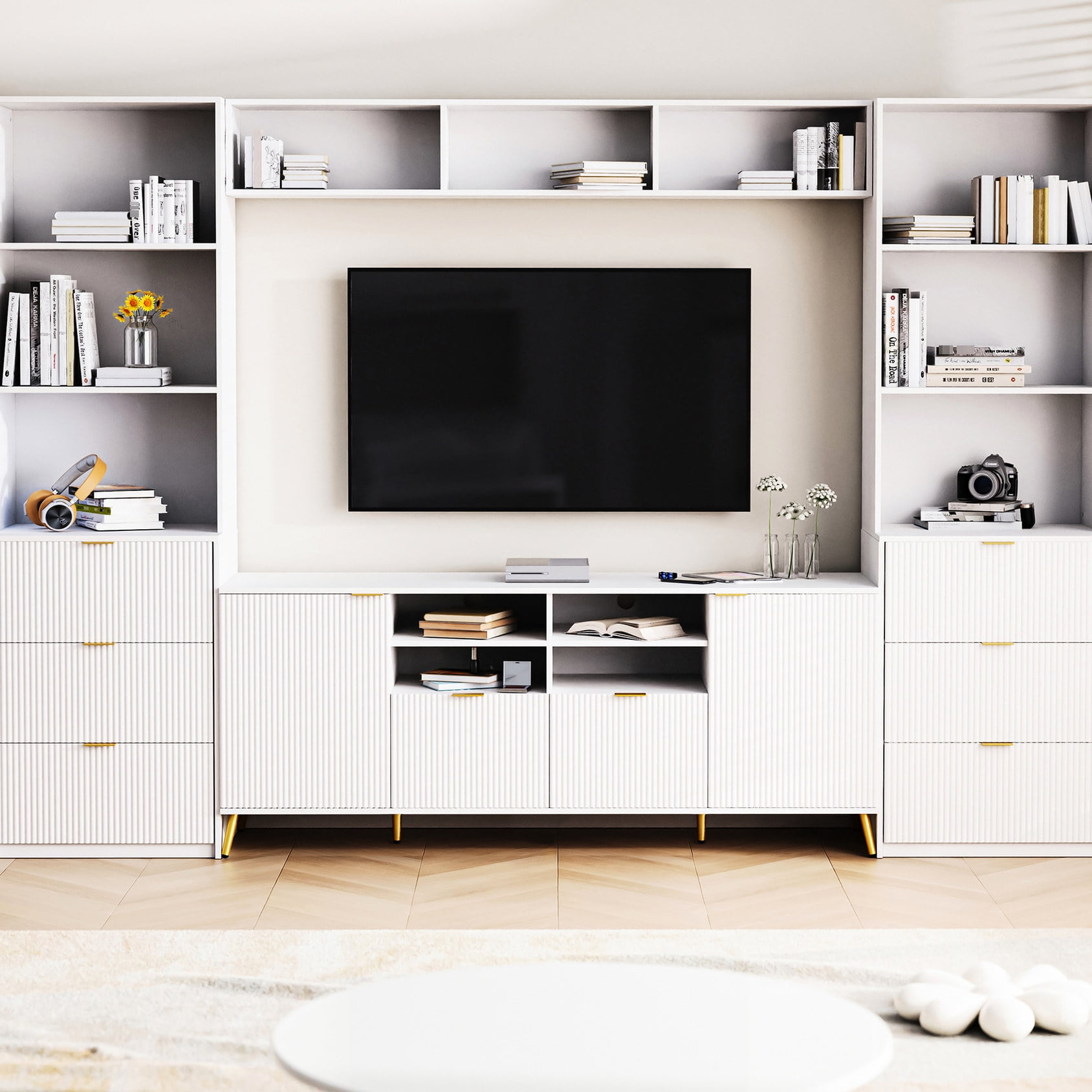Multifaceted Storage & Fluted Aesthetic - Enhance Living Room with ...