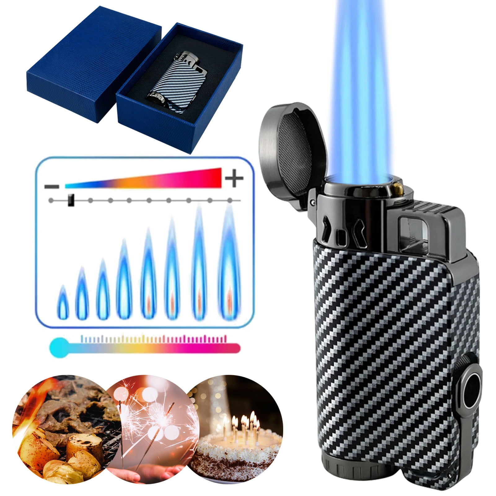 Multifuctional Cigar Lighter, Windproof Adjustable Flame Butane Torch ...