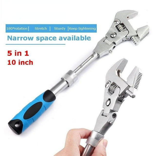 Multifunction 5 In 1 Torque Wrench 10 Inch Adjustable Ratchet Wrench 180 Degree Folding Spanner ...