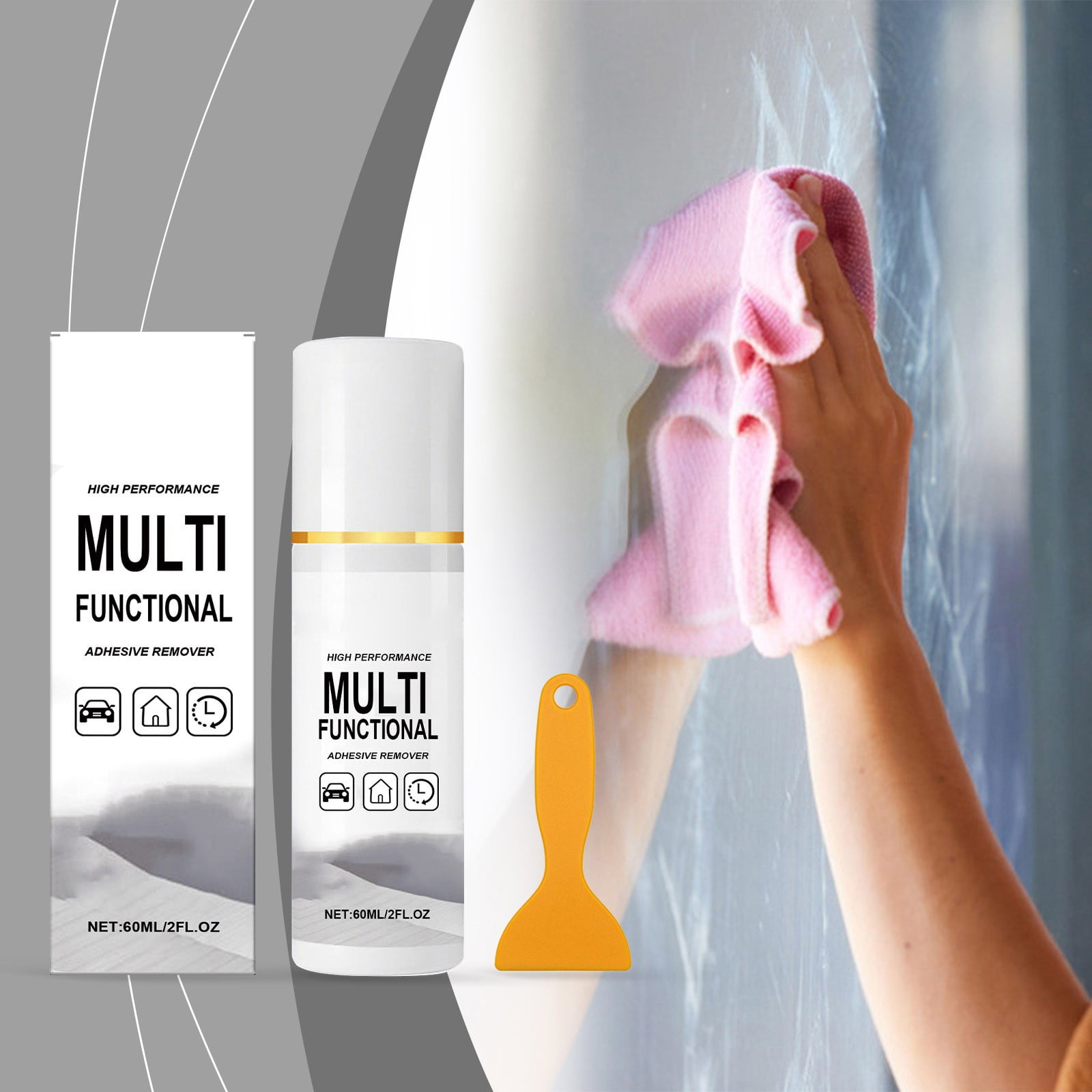 Multifunction Adhesive Remover Spray for Car, Surface-Safe Glue Remover with Plastic Scraper 2 ...