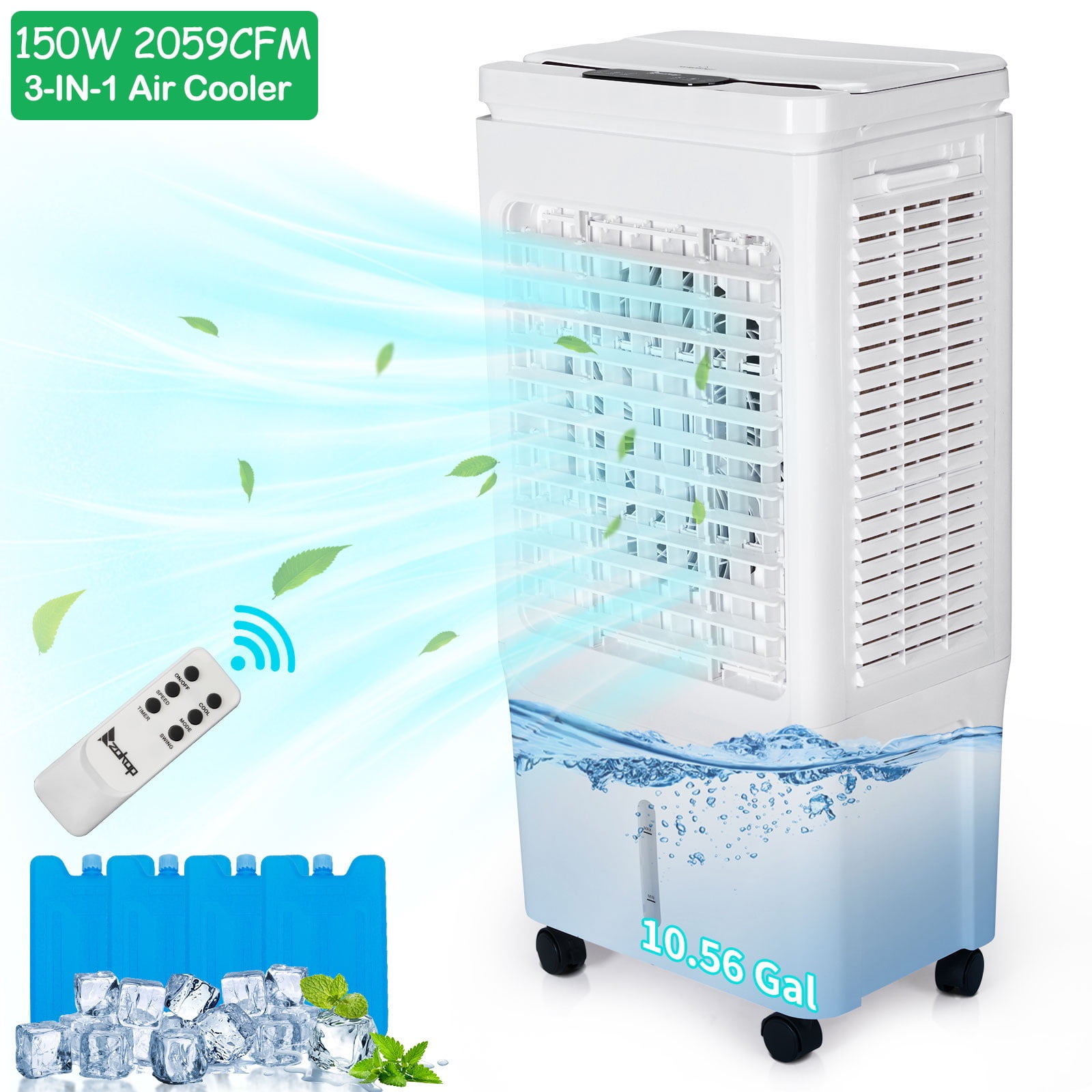 Multifunction Air Conditioner Humidifier, 150W Portable Air Cooling Fan ...