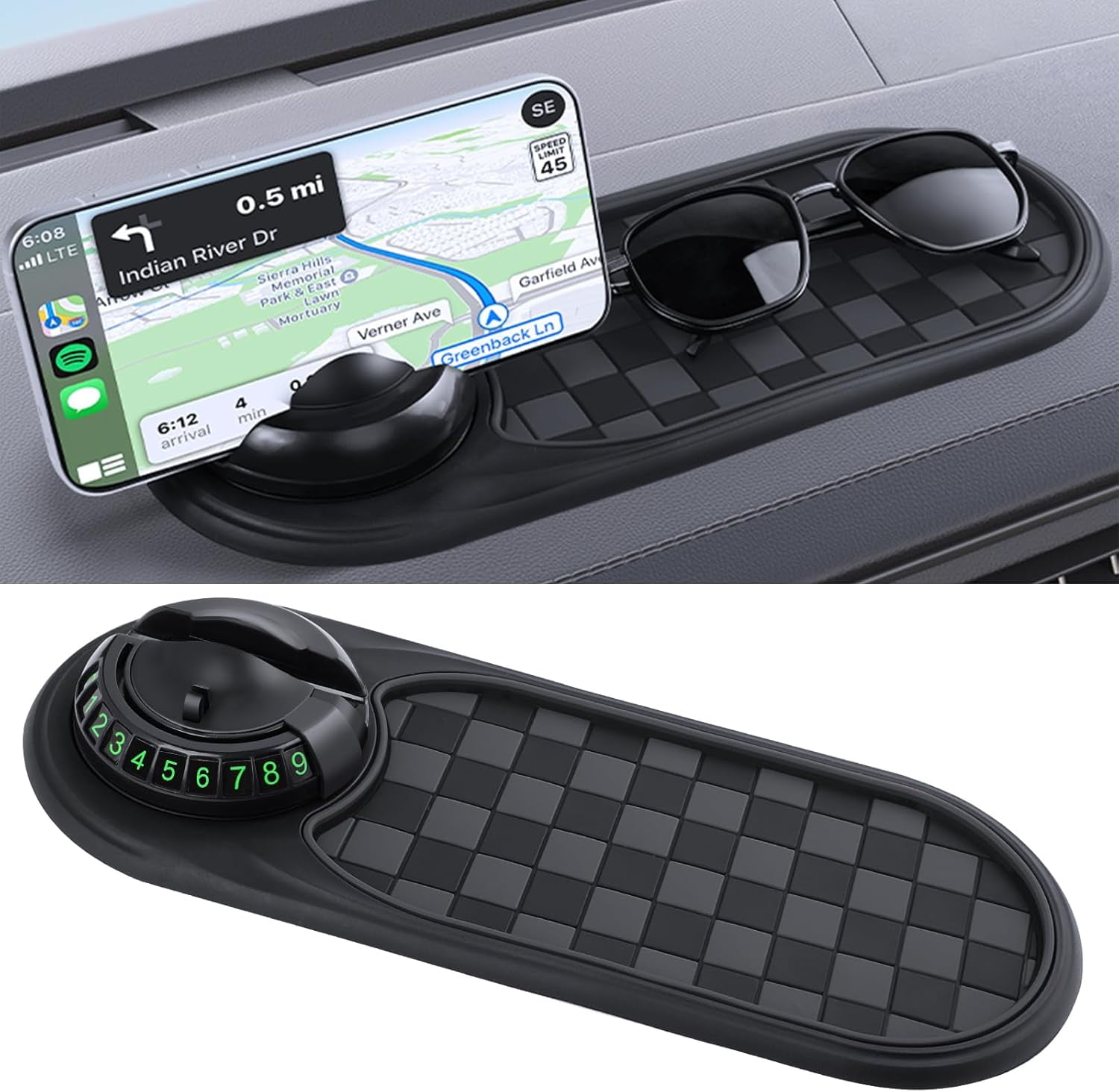 Multifunction Car Anti-Slip Mat, Rotatable Anti Skid Car Dashboard Pad ...