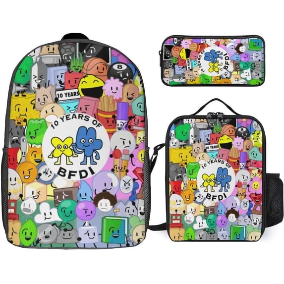 Multifunction Casual 3 In 1 Backpack Set Battle Anime for Bfdi Bookbag ...
