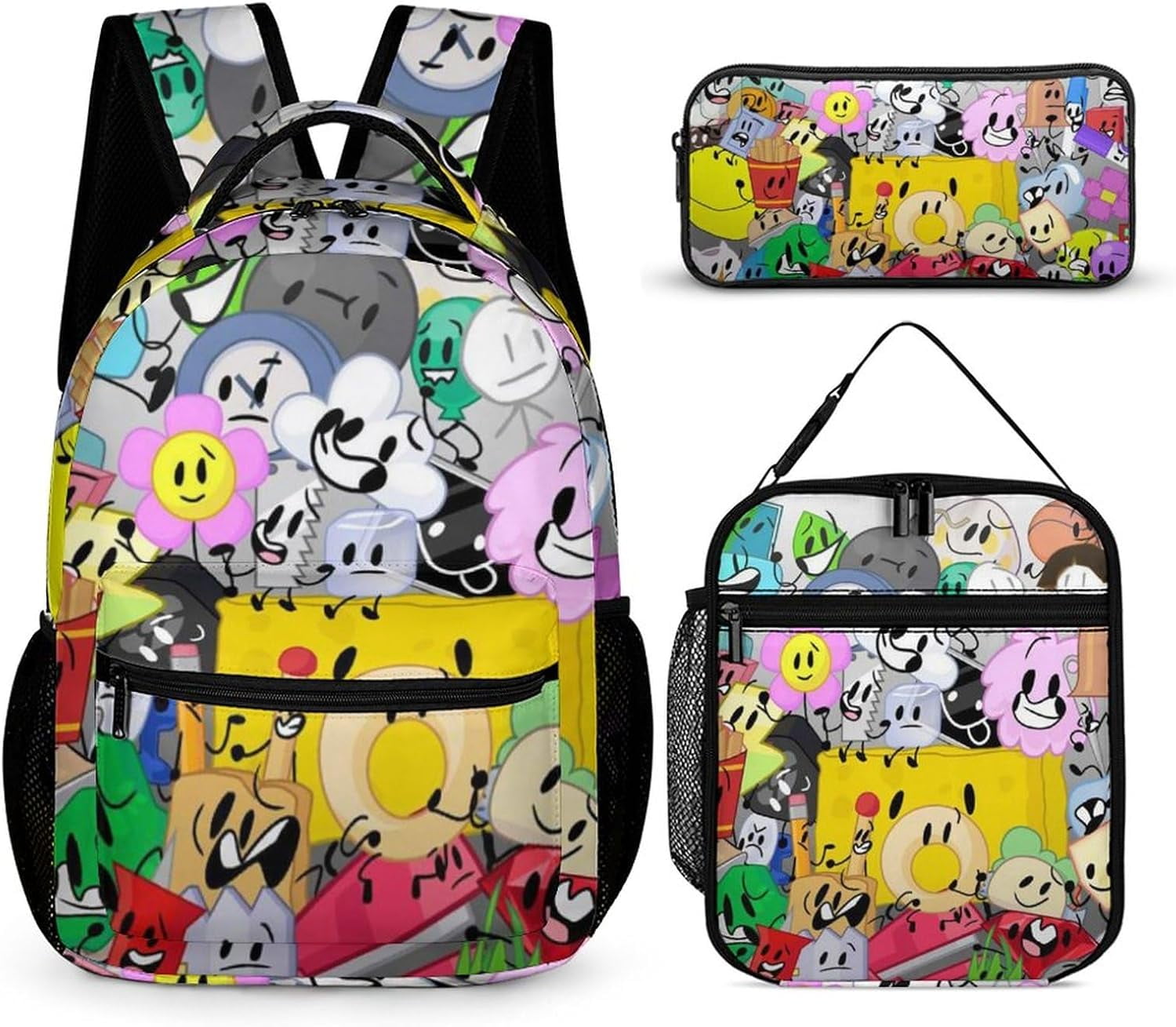 Multifunction Casual 3 In 1 Backpack Set Battle Anime for Bfdi Bookbag ...