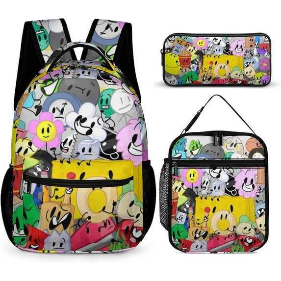 Multifunction Casual 3 In 1 Backpack Set Battle Anime for Bfdi Bookbag ...